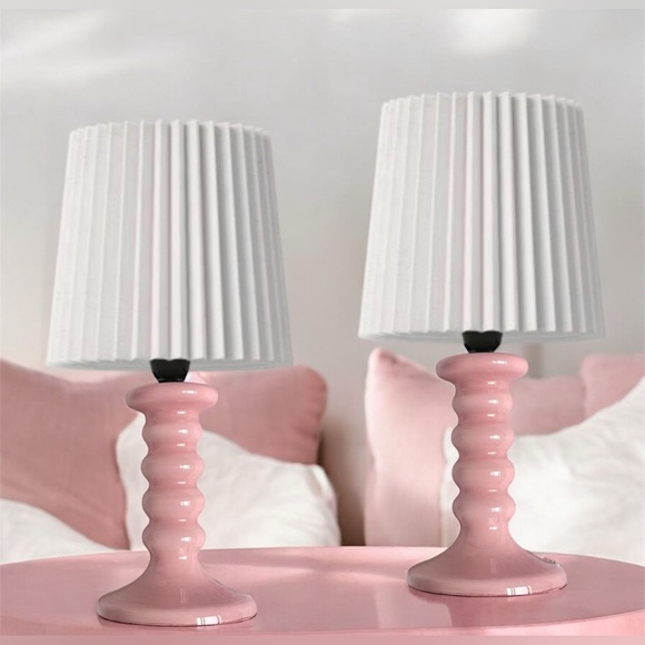 Other | Set Of 2 Mini Stick Table Lamp With Pleated Shade Room ...